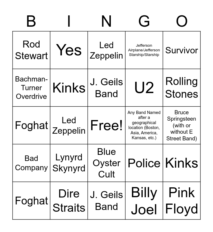 Eagle Bingo Card
