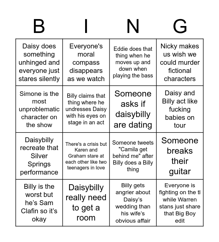 djats ep 7-8 bingo Card