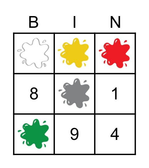 COLOURS Bingo Card