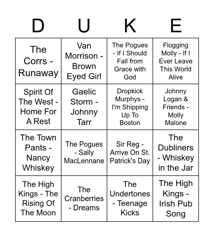 BINGO BEATS - ST PADDY'S DAY EDITION Bingo Card