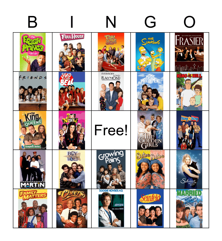 90s Sitcoms Bingo Card
