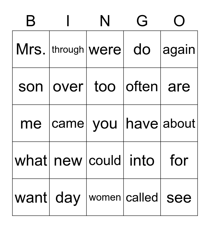 Red Word 40 Bingo Card