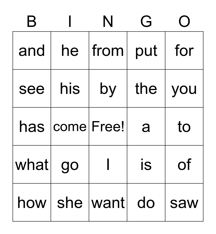 Red Word Bingo Card