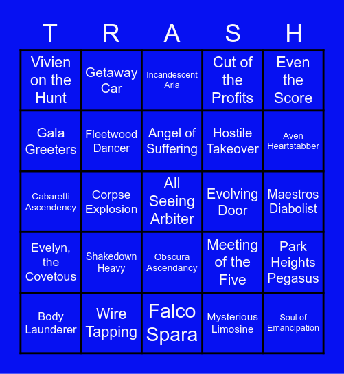 New Cap Collector Trash Bingo Card