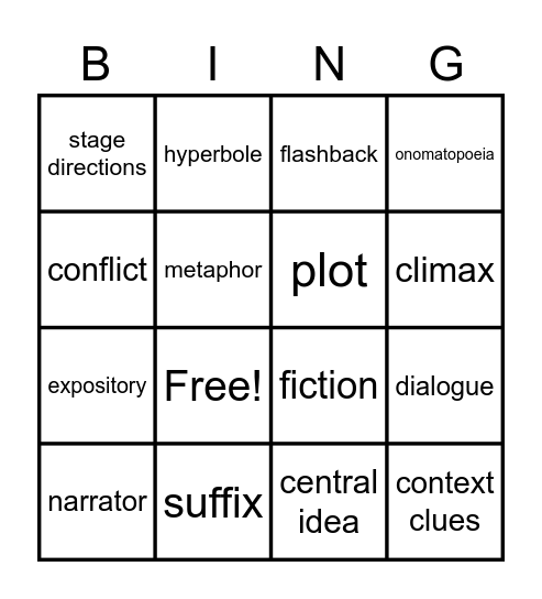 5th Grade STAAR ELA Vocabulary Review Bingo Card