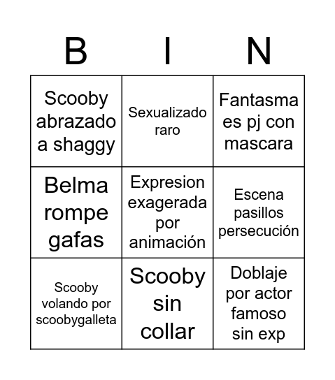 Scooby doo 1 Bingo Card
