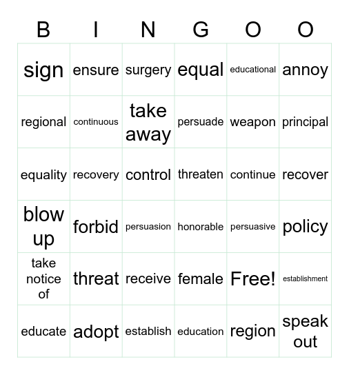 LT Book II Lesson 4 Bingo Card