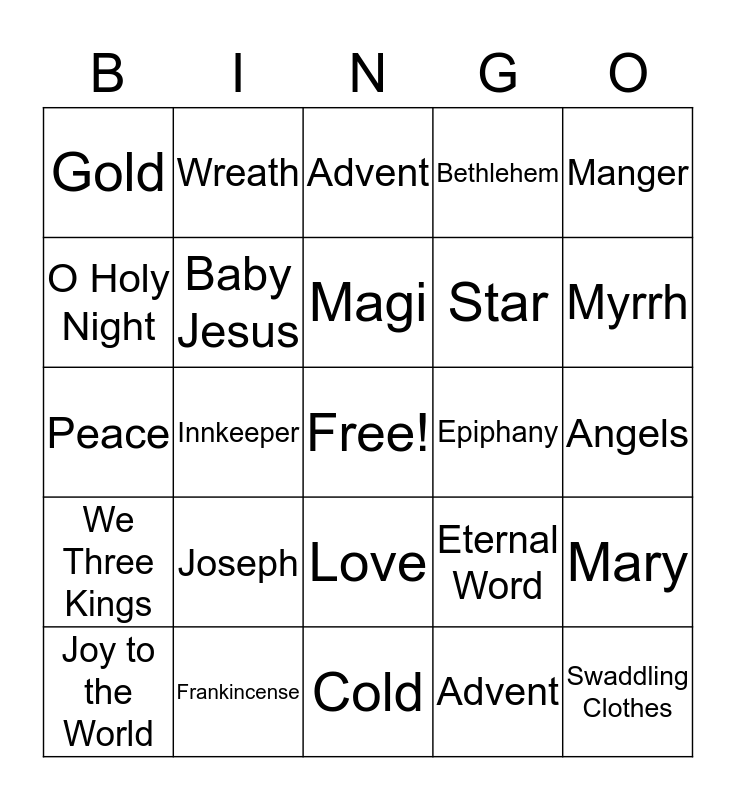 Advent & Christmas Bingo Card