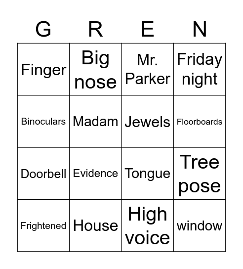 Gangsta Granny Bingo Card