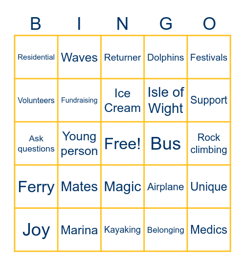 Ellen MacArthur Cancer Trust Bingo Card