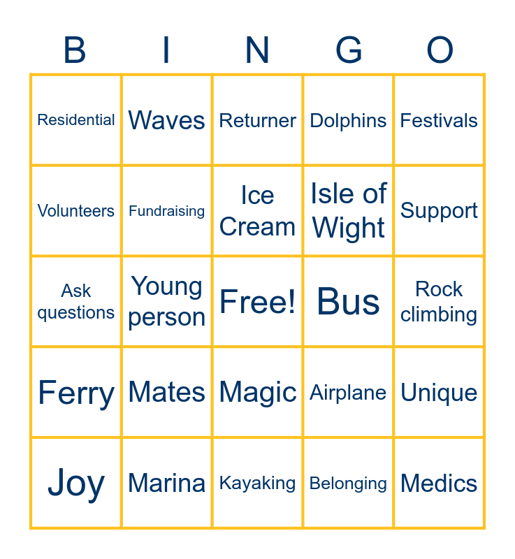 Ellen MacArthur Cancer Trust Bingo Card