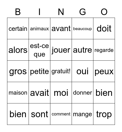 Bingo mure de mots Bingo Card