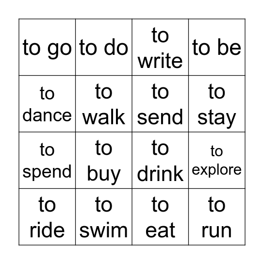 THE SIMPLE PAST Bingo Card