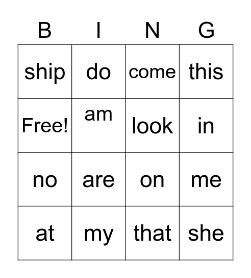 1st grade sight words Bingo Card