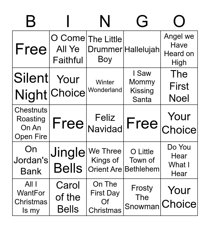 CHRISTMAS CAROLS Bingo Card