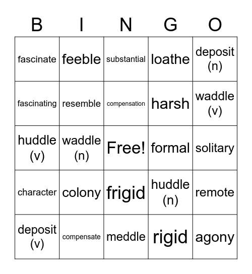 Wordly Wise Lesson 7 Bingo Card