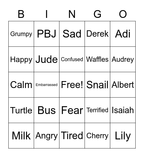 Describe Bingo Card