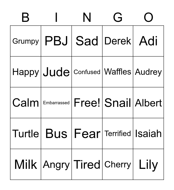 Describe Bingo Card