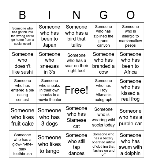 Find Someone Bingo Card