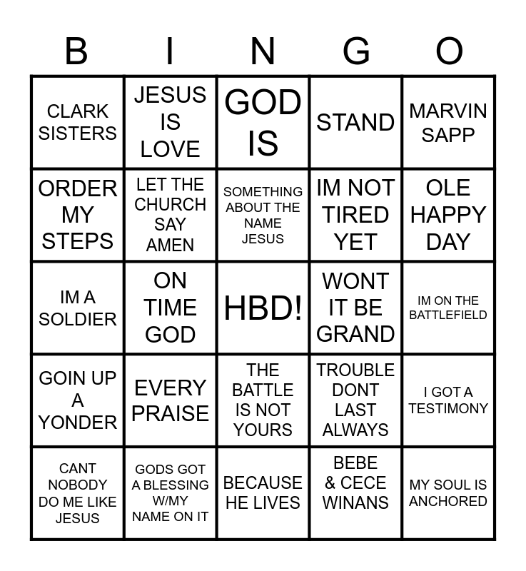 ***GOSPEL BINGO*** Bingo Card