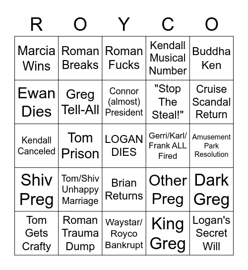 Succession Season 4 Bingo Card Bingo Card
