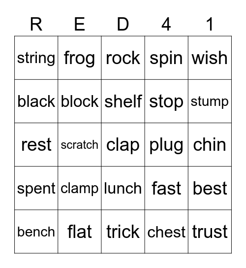 Red 41 Bingo Card