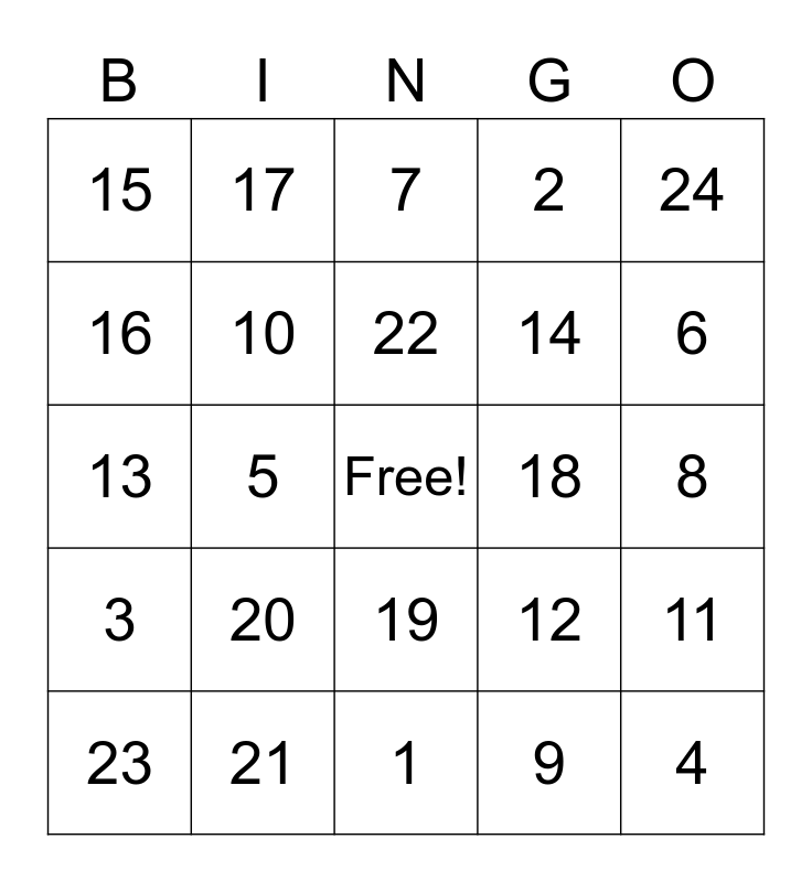 Sequences and Series Bingo Card