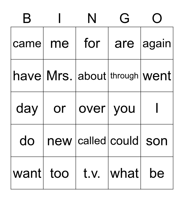 Red 36 Bingo Card