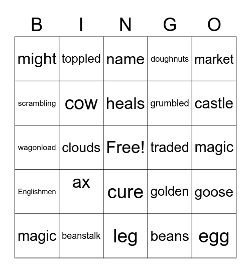 Jack's Tale Bingo Card