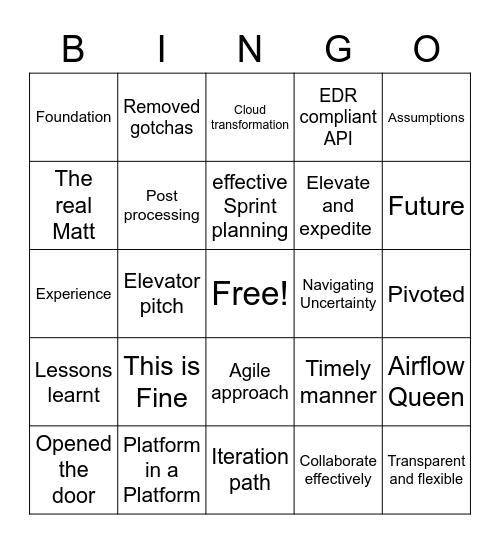 Closeout Fun Bingo Card