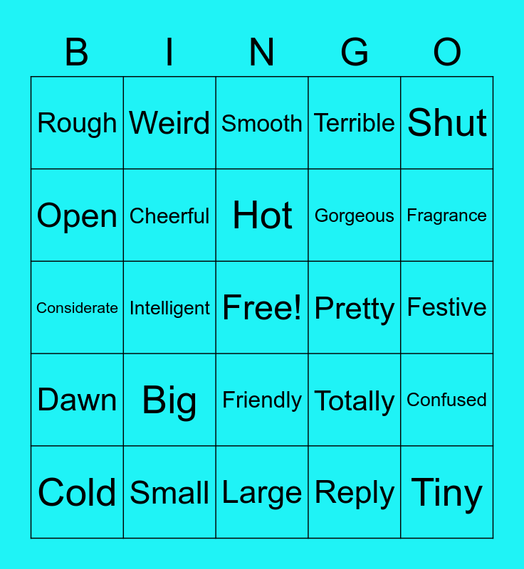 Synonyms & Antonyms Bingo Card