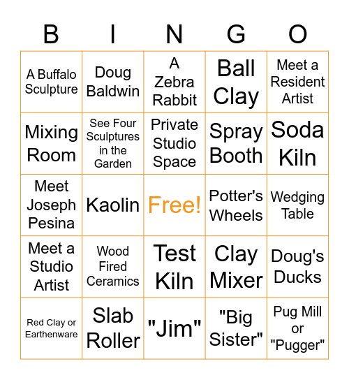 Clay Studio Bingo! Bingo Card