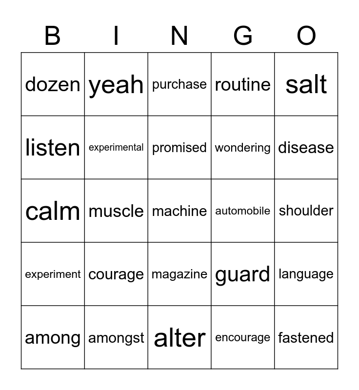 step 10 High Frequency Word Bingo Card