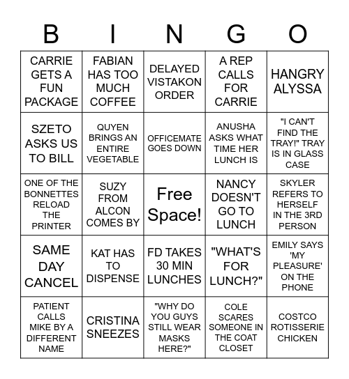 HALL & SZETO BINGO Card