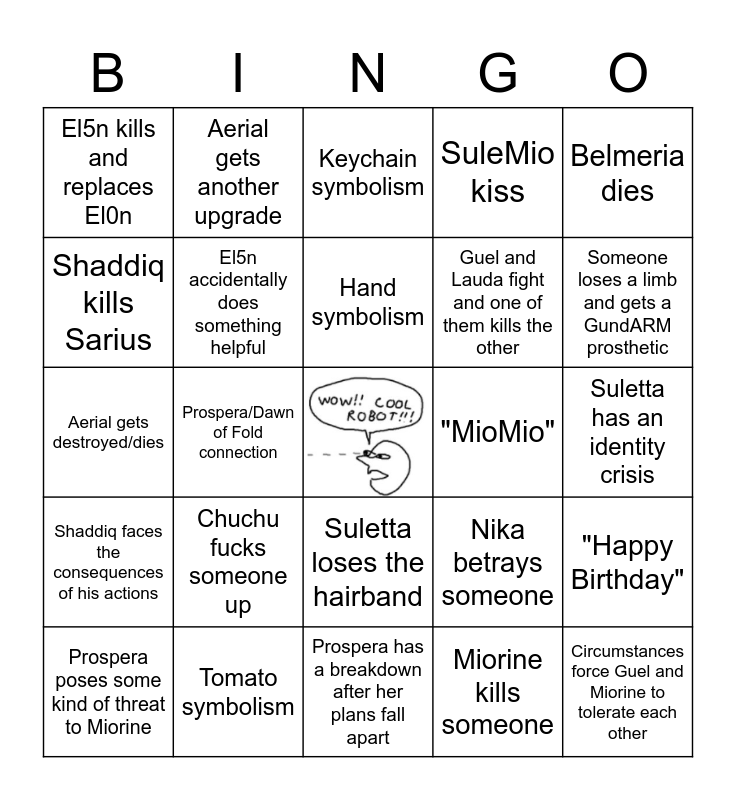 G-Witch S2 prediction bingo Card