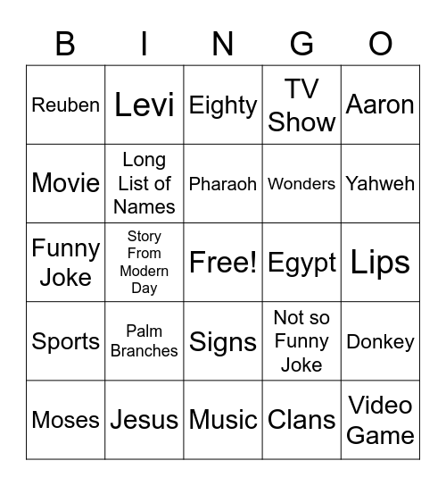 Exodus 6:6-7:3 - Palm Sunday Bingo Card