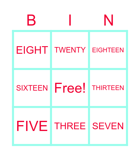 Bingo Number Bingo Card