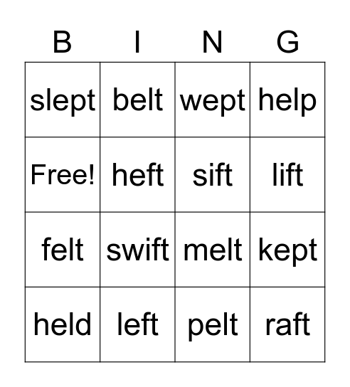 ending blends Bingo Card