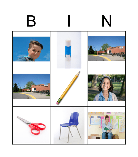 School Words Bingo Card