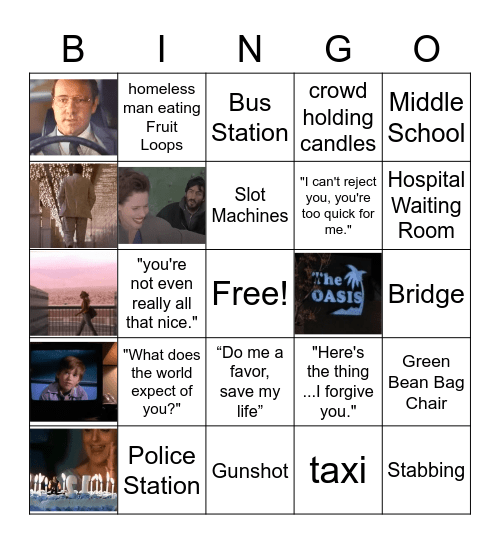 Pay It Forward Movie Bingo Card
