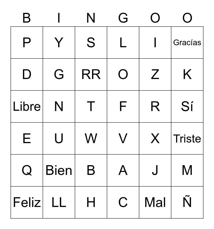 Tienes la letra? Bingo Card