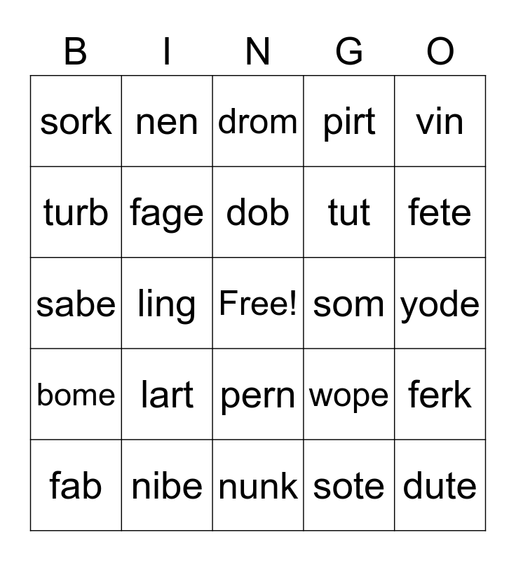NWF Bingo Card