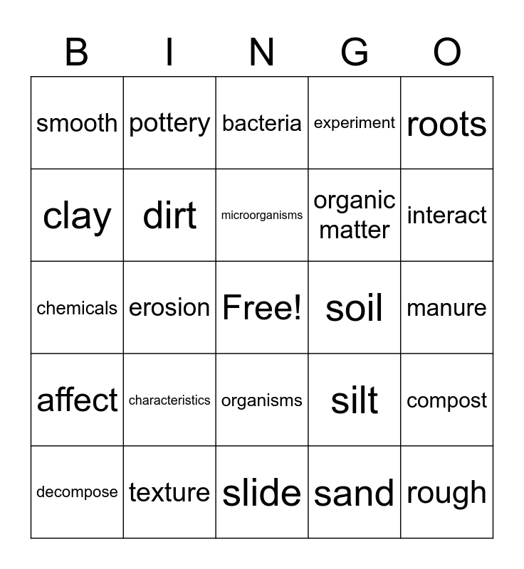Soil BINGO Card