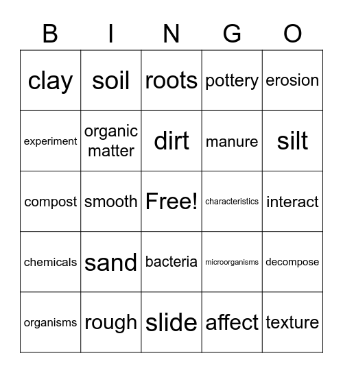 Soil BINGO Card