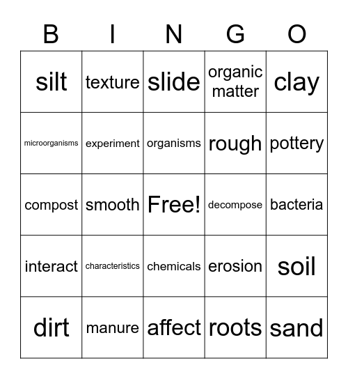 Soil BINGO Card