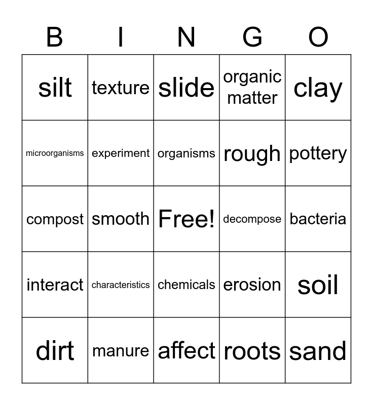 Soil BINGO Card