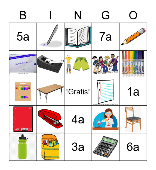 La escuela Bingo Card