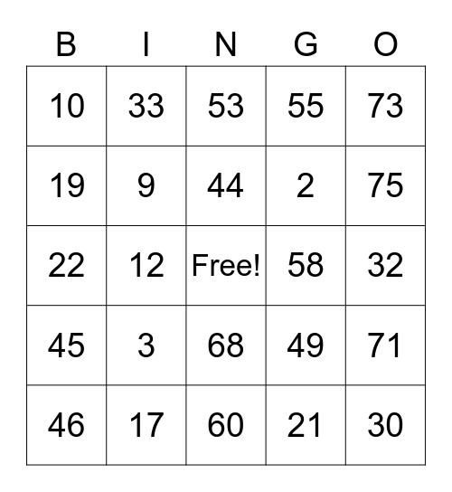 12 Bingo Card 12 Bingo Card