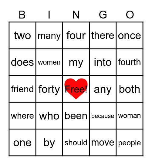 Bingo UFLI Lessons 54 - 76 Bingo Card