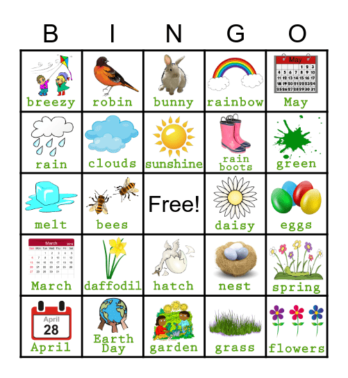 Spring Fling BINGO Card